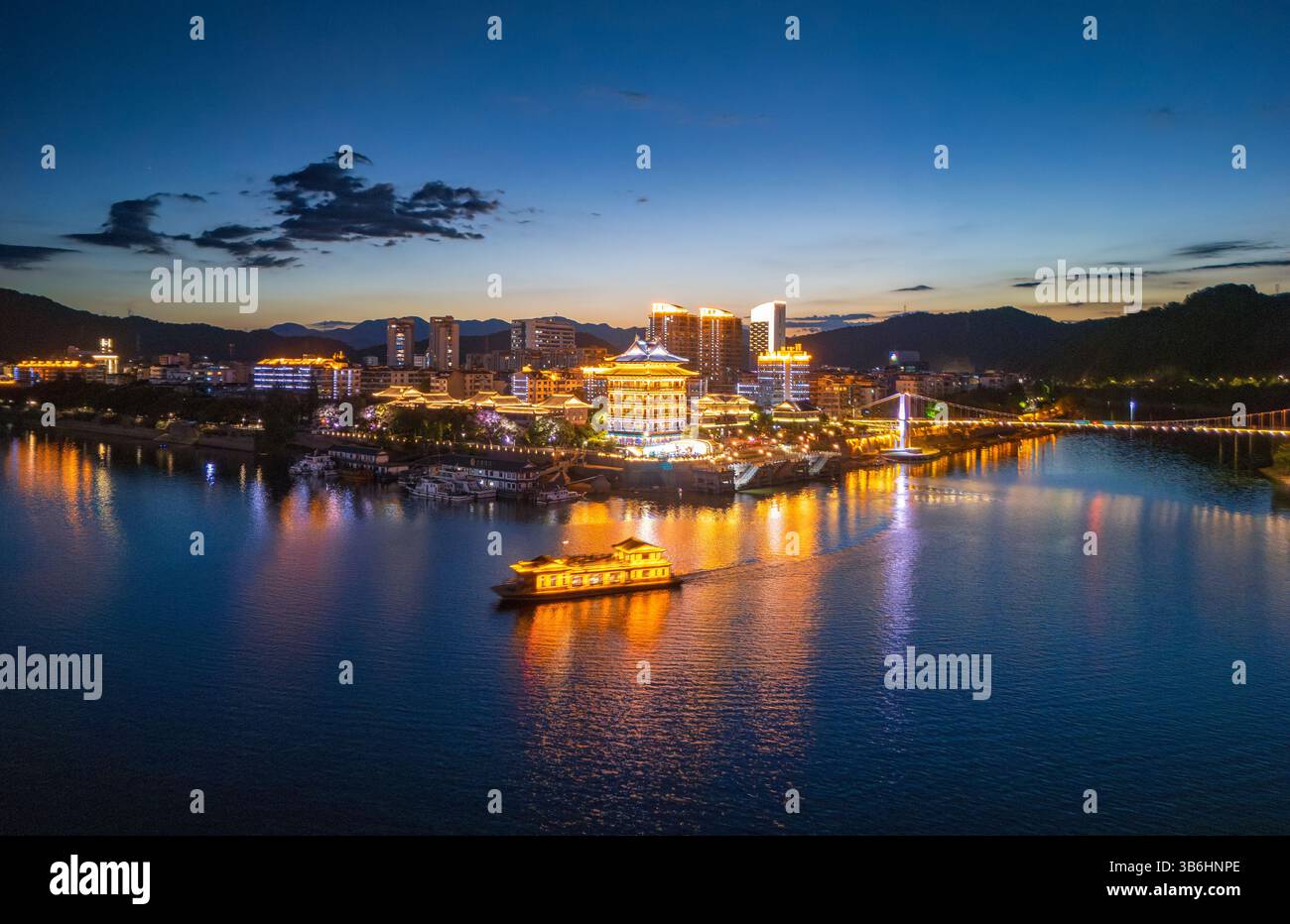 Aerial view of Tongjun Mountain Scenic Area in Tonglu County, Hangzhou ...