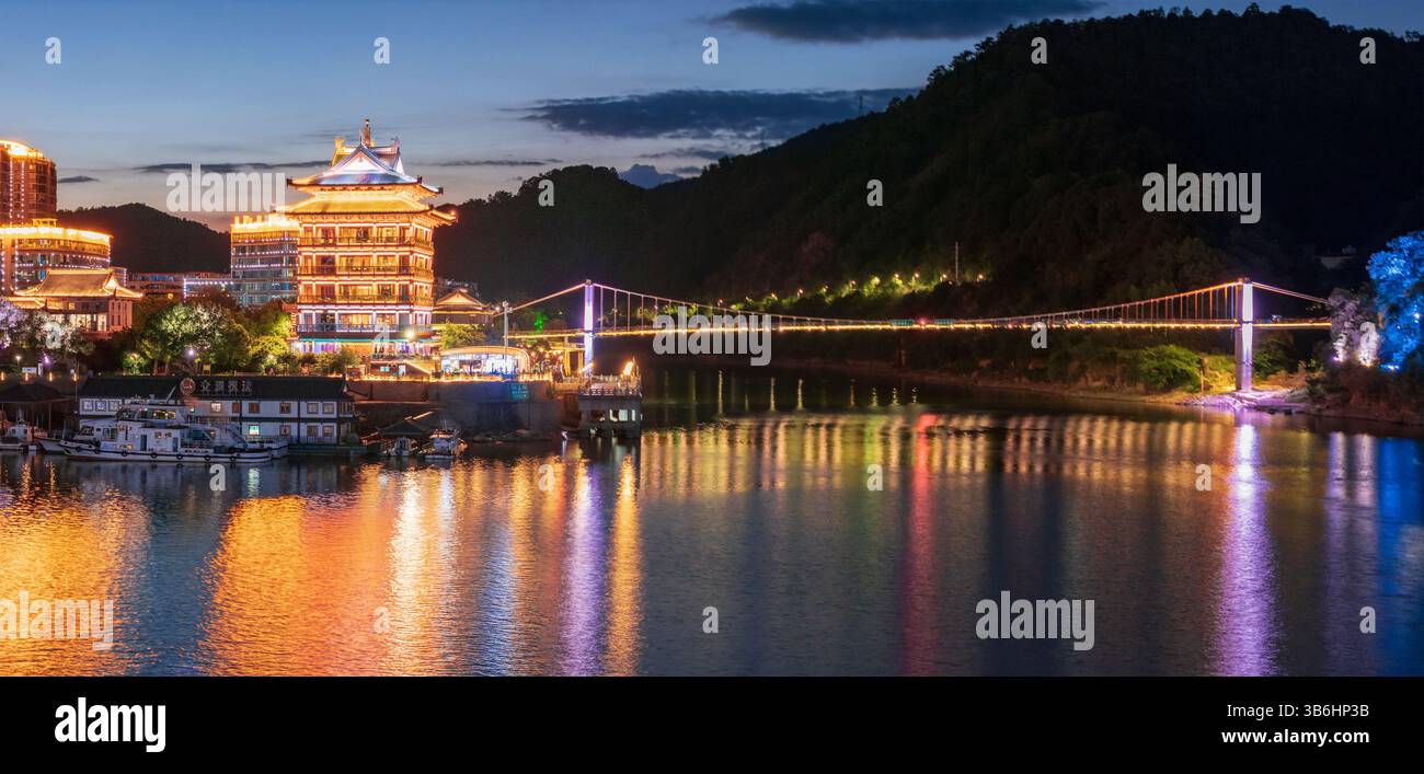 Aerial view of Tongjun Mountain Scenic Area in Tonglu County, Hangzhou ...