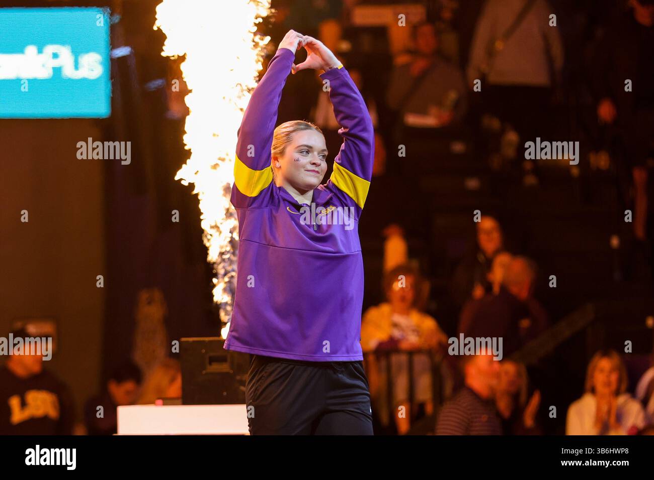 March 01, 2024: LSU's Annie Beard is introduced to the crowd prior to ...