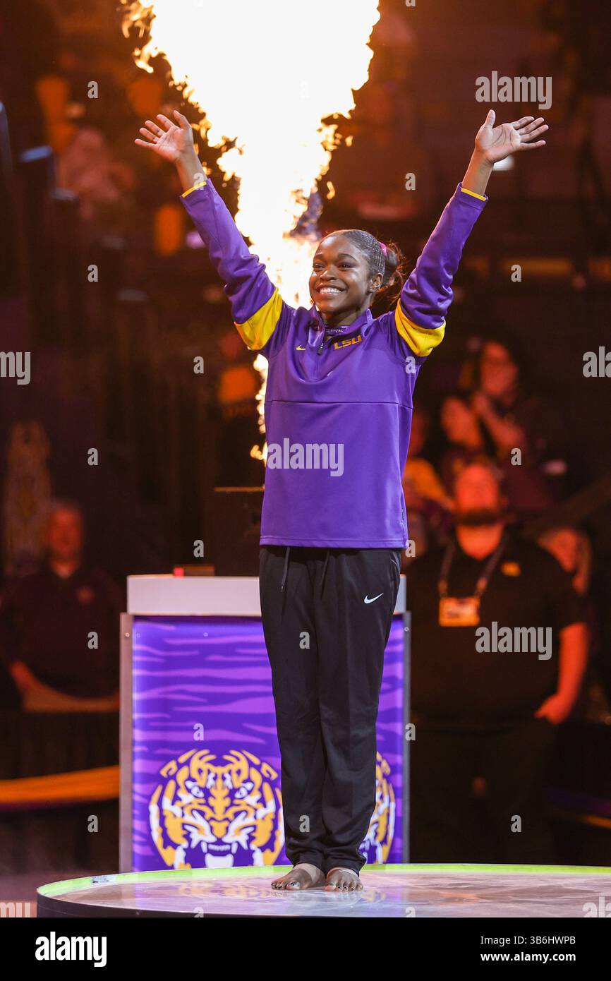 March 01, 2024: LSU's Kiya Johnson is introduced to the crowd prior to ...