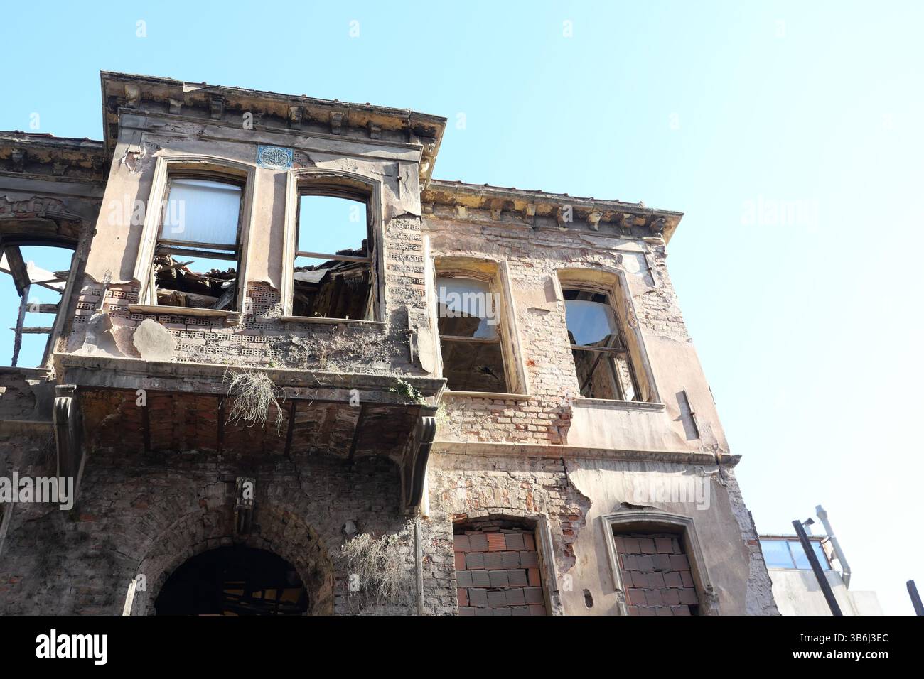 Decay of a historic building showcases structural details and neglect ...