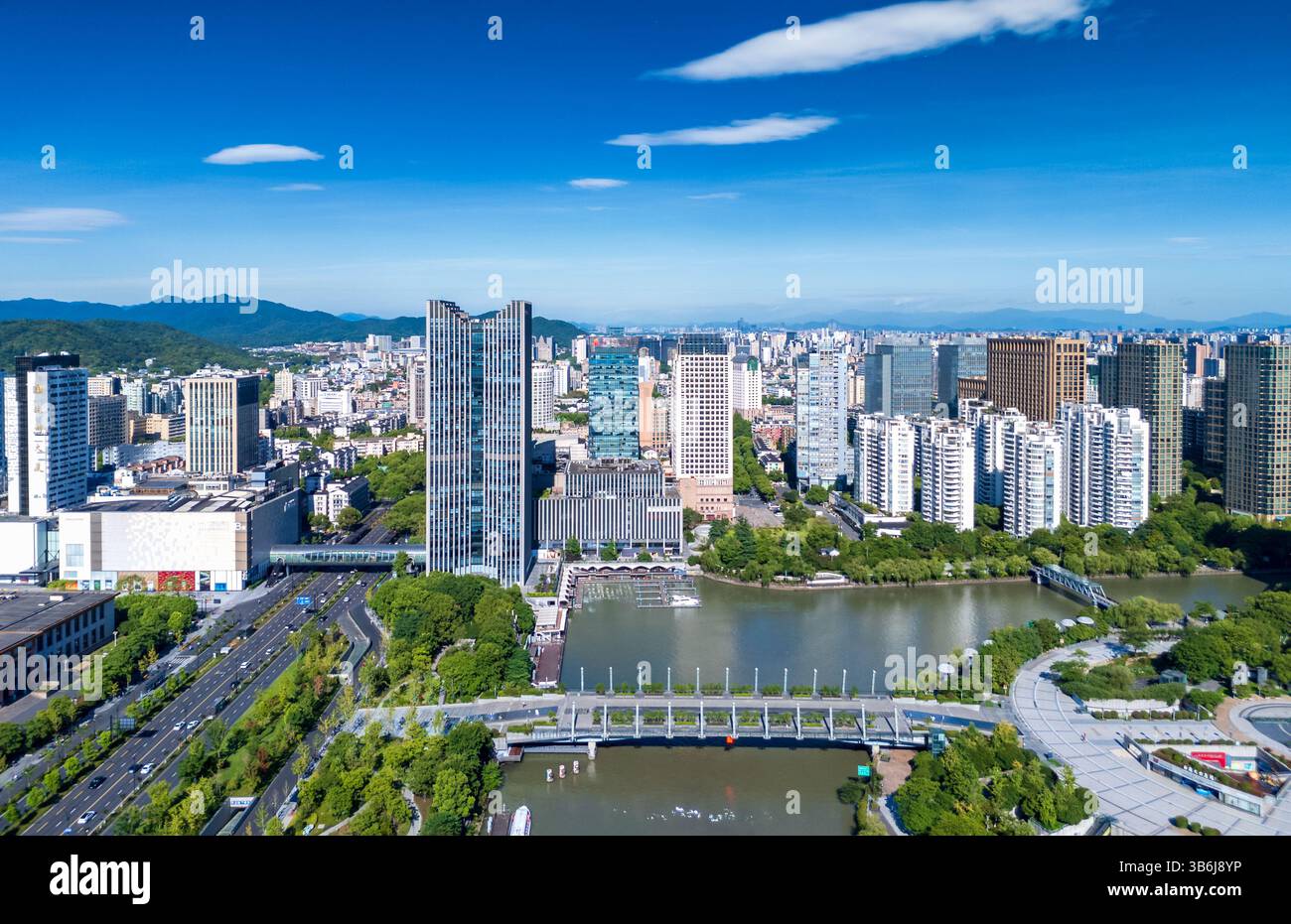 Urban environment of West Lake Cultural Plaza and Wulin Square in ...