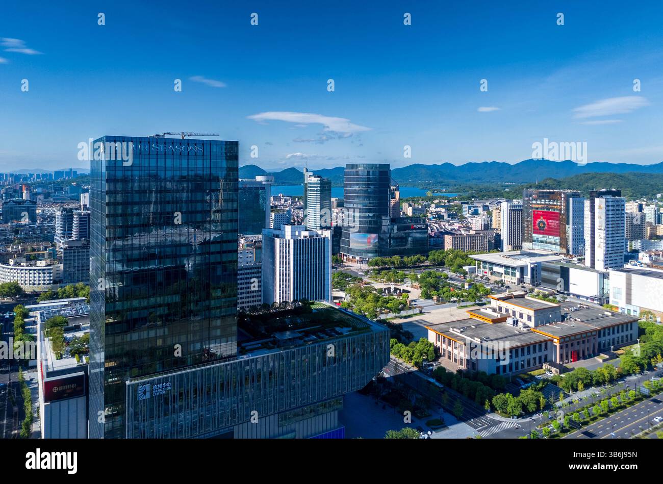 Urban environment of West Lake Cultural Plaza and Wulin Square in ...