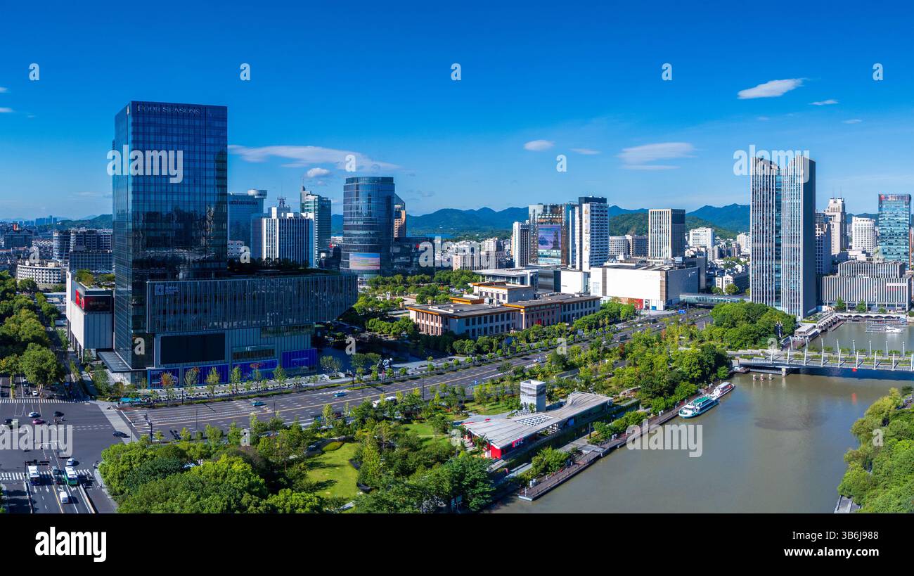 Urban environment of West Lake Cultural Plaza and Wulin Square in ...