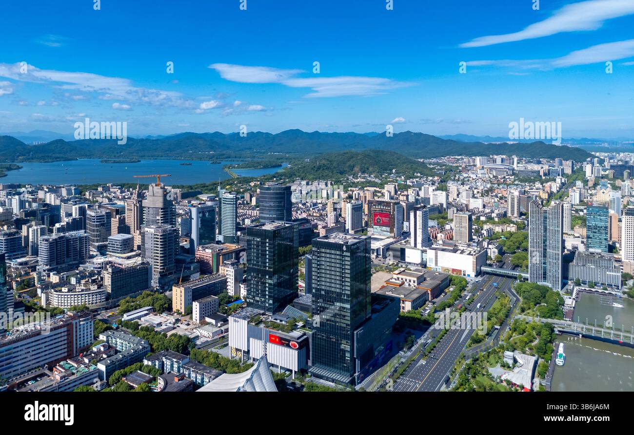 Urban environment of West Lake Cultural Plaza and Wulin Square in ...