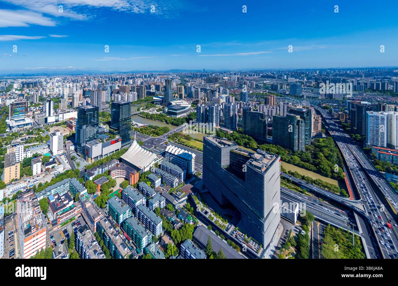 Urban environment of West Lake Cultural Plaza and Wulin Square in ...
