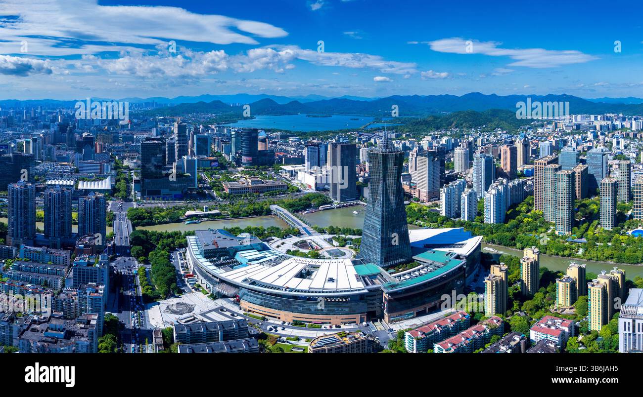 Urban environment of West Lake Cultural Plaza and Wulin Square in ...