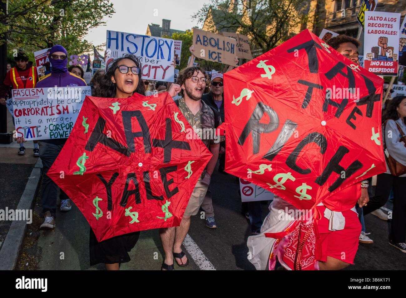 New Haven, United States. 01st May, 2025. Hundreds take to the streets ...