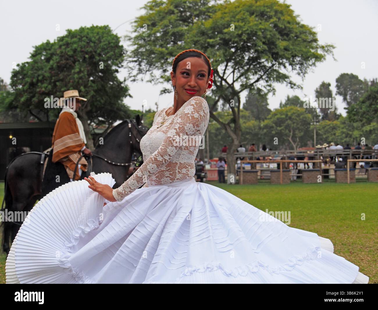 April 19, 2024, Lurin, Lima, Peru: Creole woman in typical costume ...