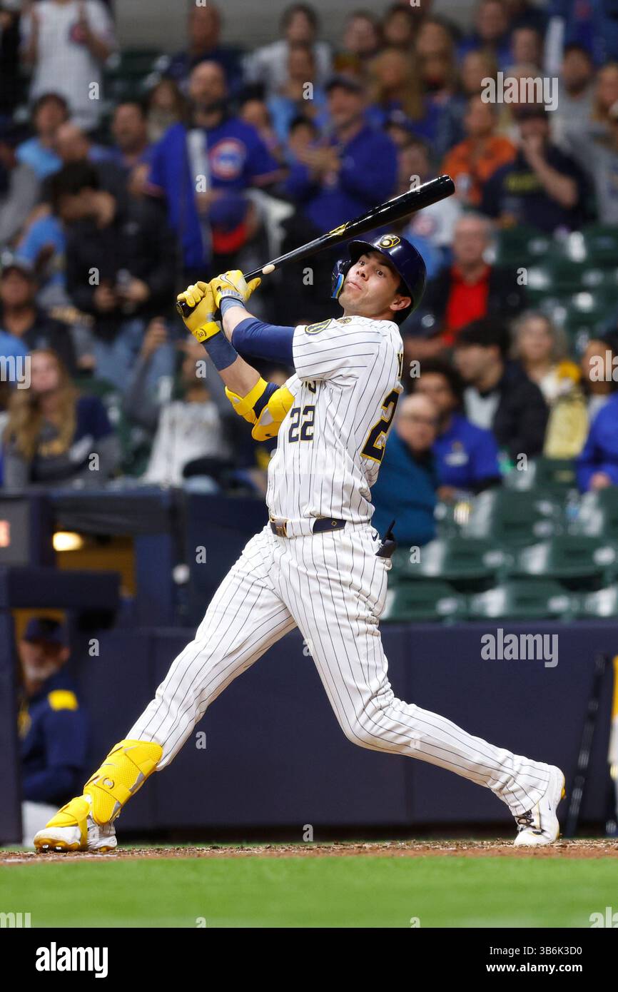 MILWAUKEE, WI - MAY 03: Milwaukee Brewers outfielder Christian Yelich ...