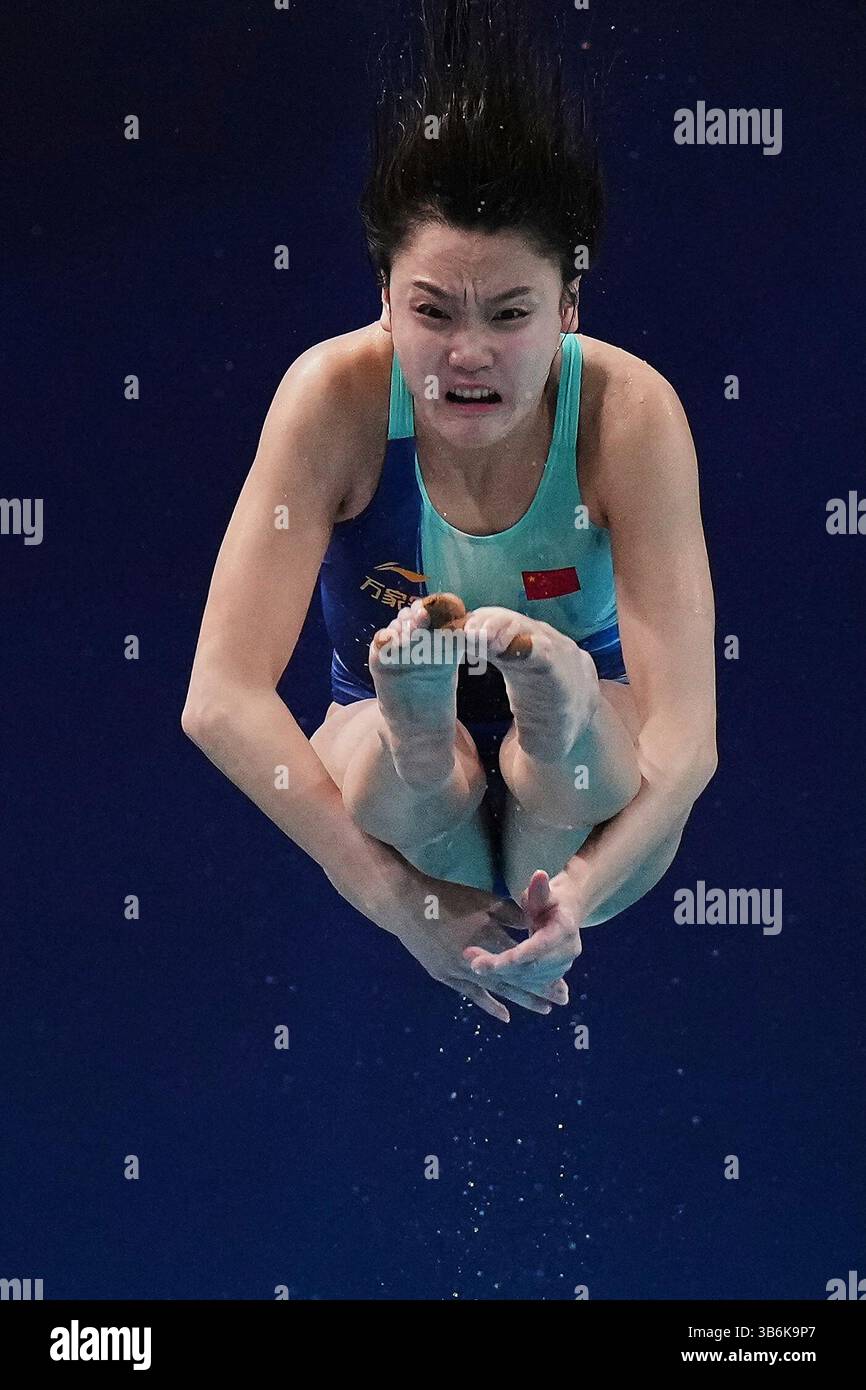 Chen Jia of China competes in the Women's 3m Springboard event for the ...
