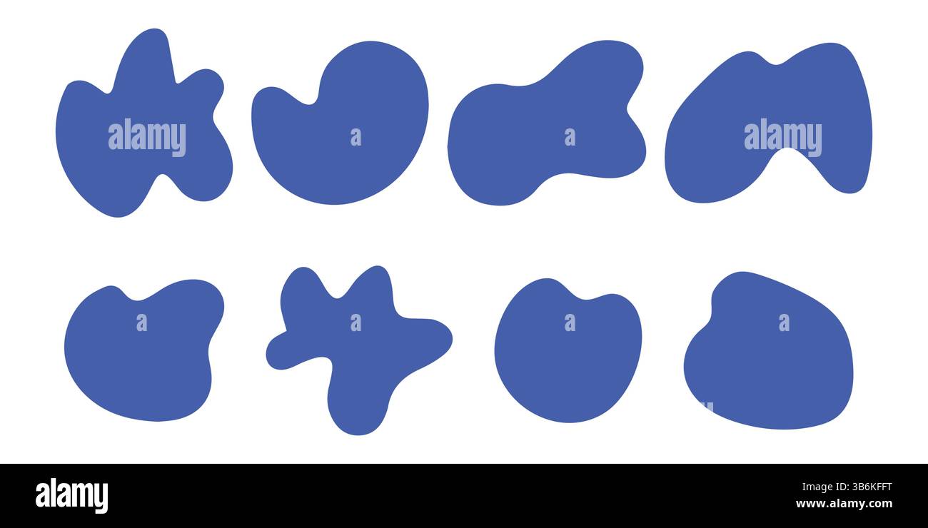 Simple Groovy Matisse Style Blue Abstract Blob Vector Set - Modern Art Elements Stock Vector ...