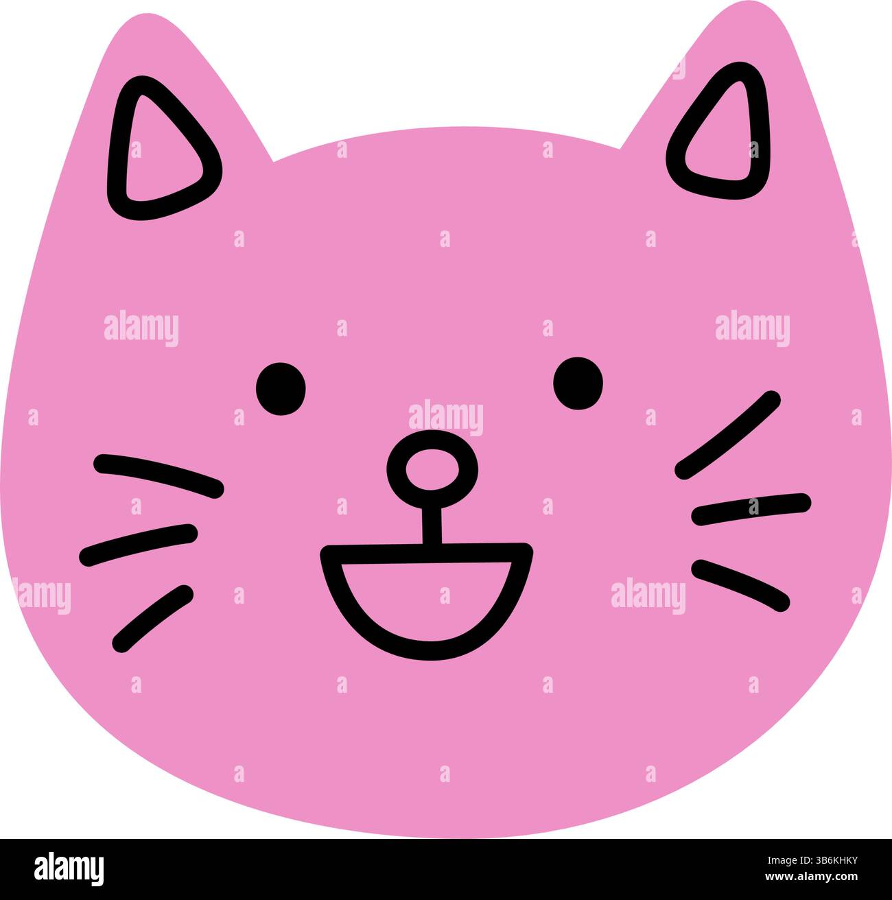 Cute doodle happy cat face icon. Smile laughing cat. Kitty kawaii emoji ...