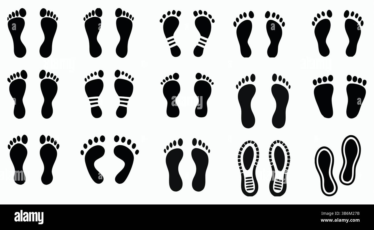 Footsteps Icon Set - Vector Illustrations of Walking and Trail Symbols ...