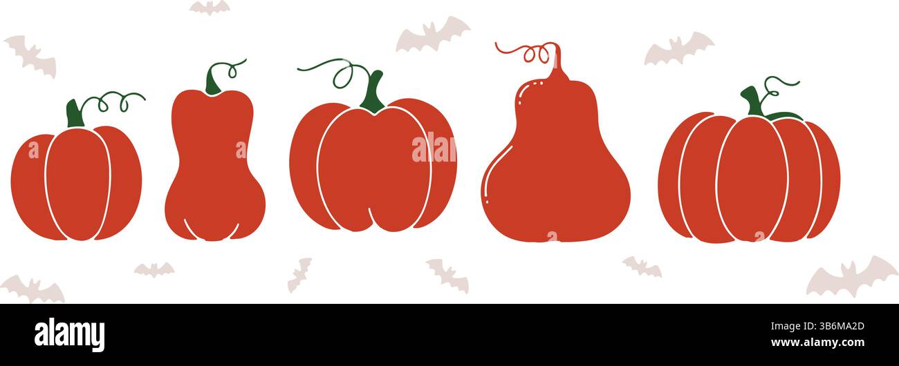 Pumpkins bats halloween party Stock Vector Images - Alamy
