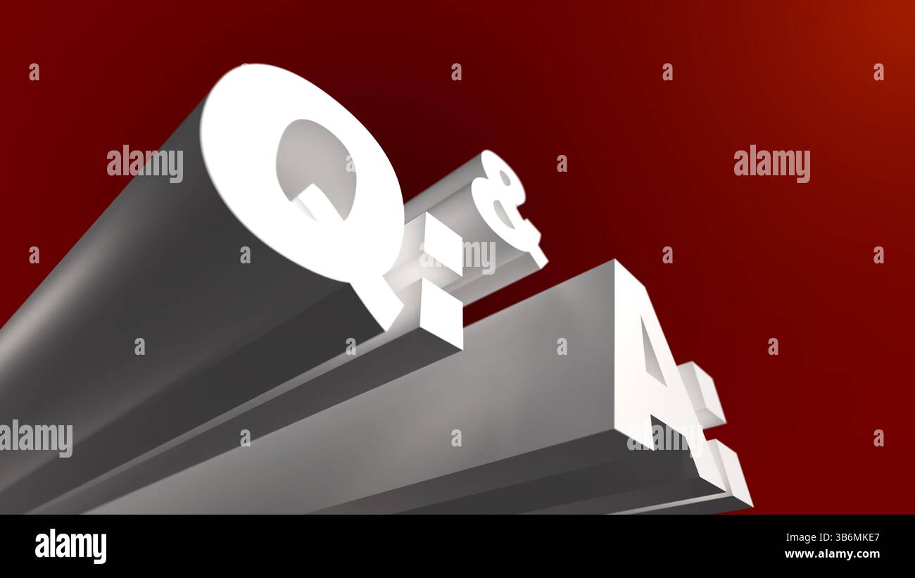 Bold 3D Q and A Letters on Red Presentation Slide for Questions Answers ...