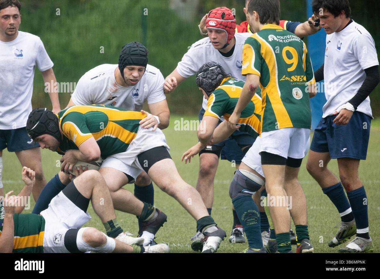 3 may 2025, lisbon. Portugal - oeiras vs ag - rugby players competing ...