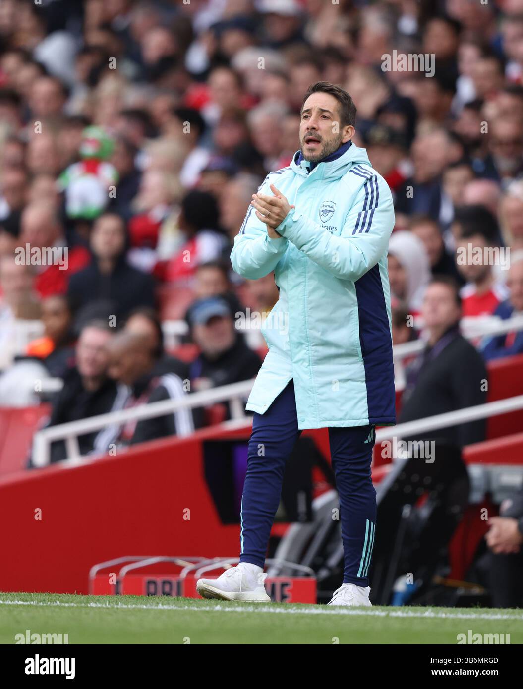 London, UK. 03rd May, 2025. Nicolas Jover, Arsenal set-piece coach at ...