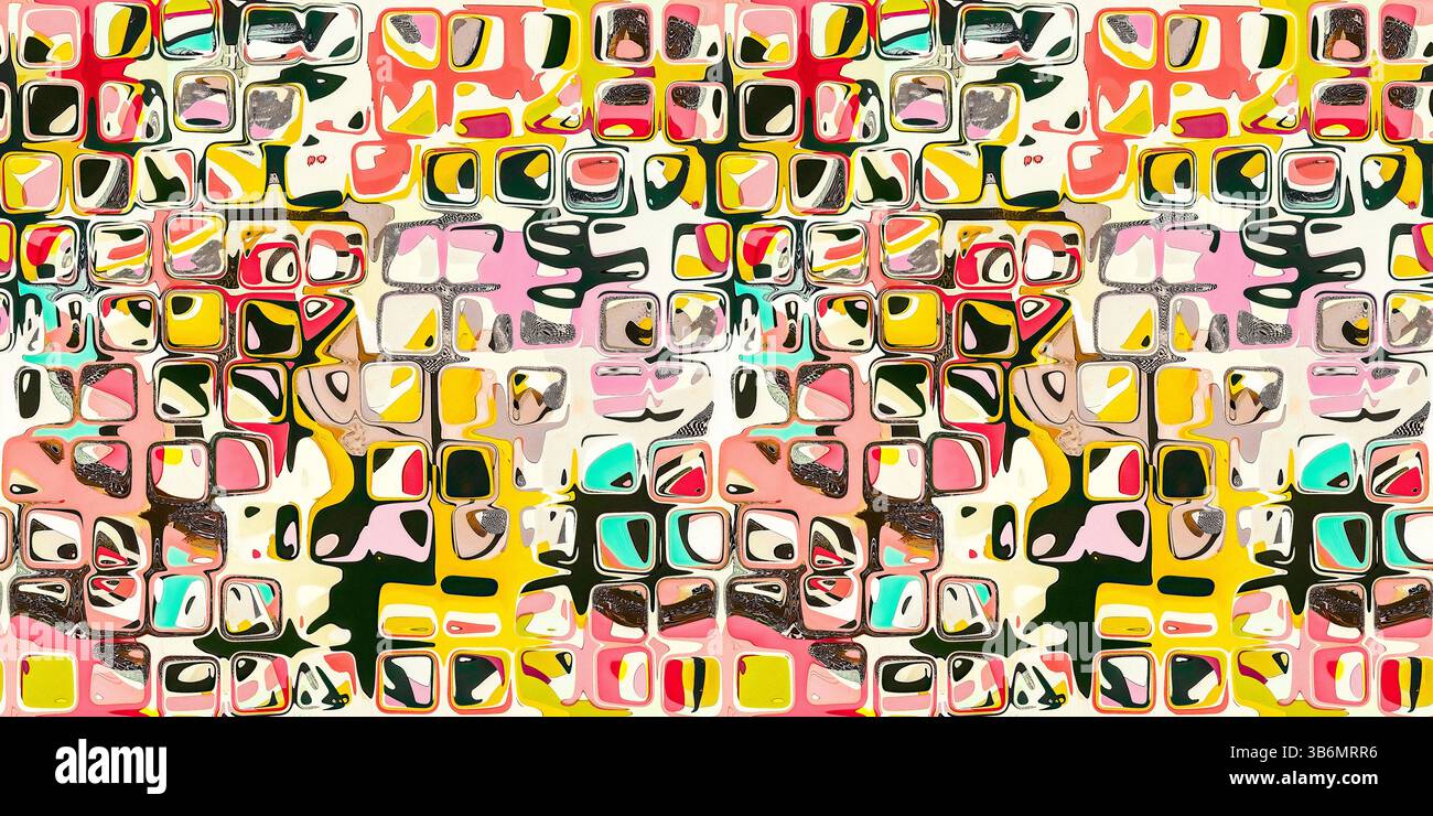 Abstract blotched random mosaic shape square seamless border pattern ...