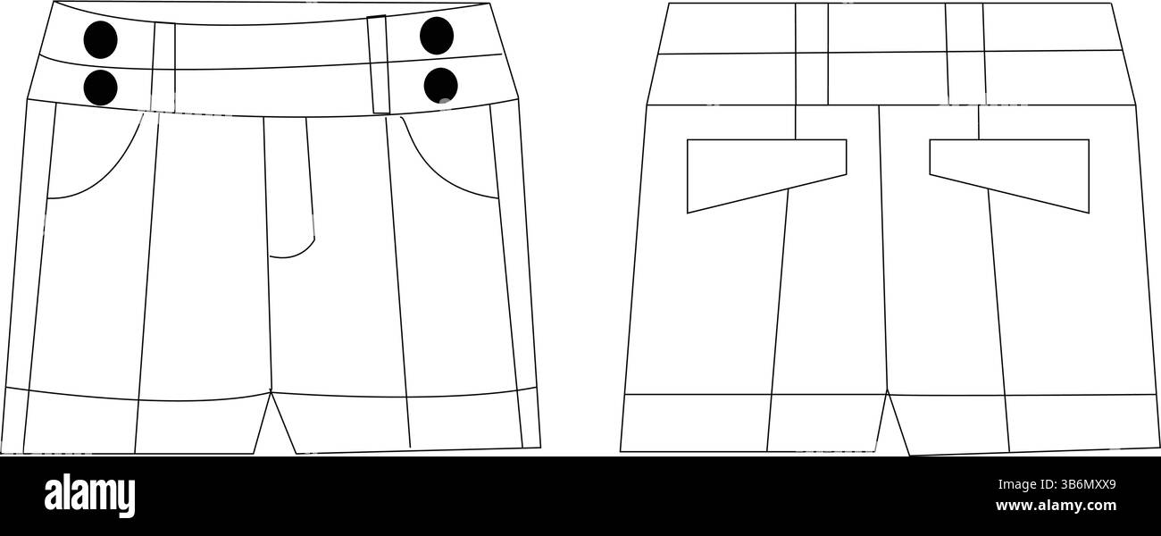 Classic Denim Shorts | Technical Fashion Illustration | Flat Apparel ...
