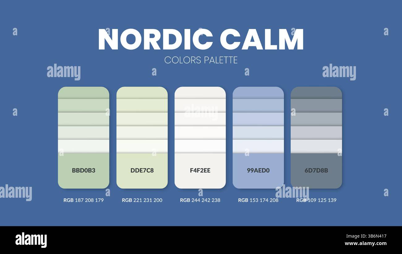 Color palette guide in Nordic calm colour theme collections. Color ...