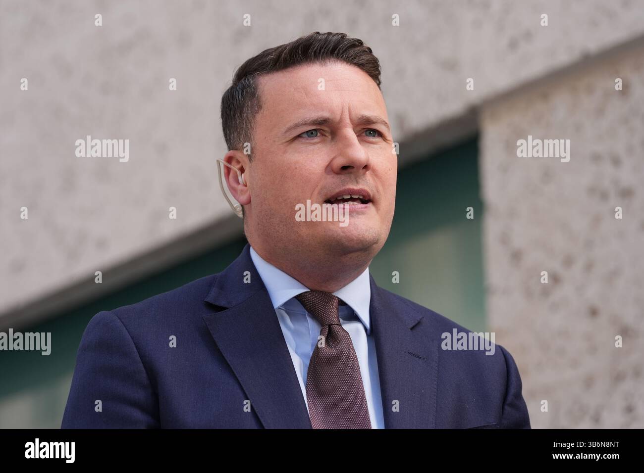 Health Secretary Wes Streeting doing media interviews outside BBC ...