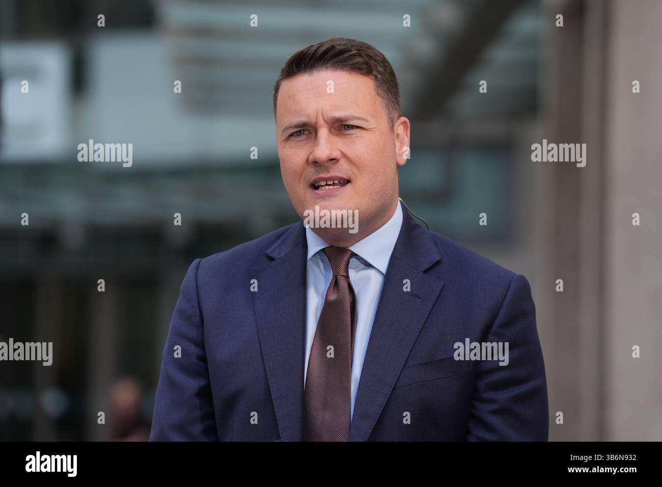 Health Secretary Wes Streeting doing media interviews outside BBC ...