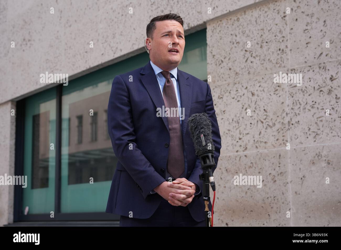 Health Secretary Wes Streeting doing media interviews outside BBC ...