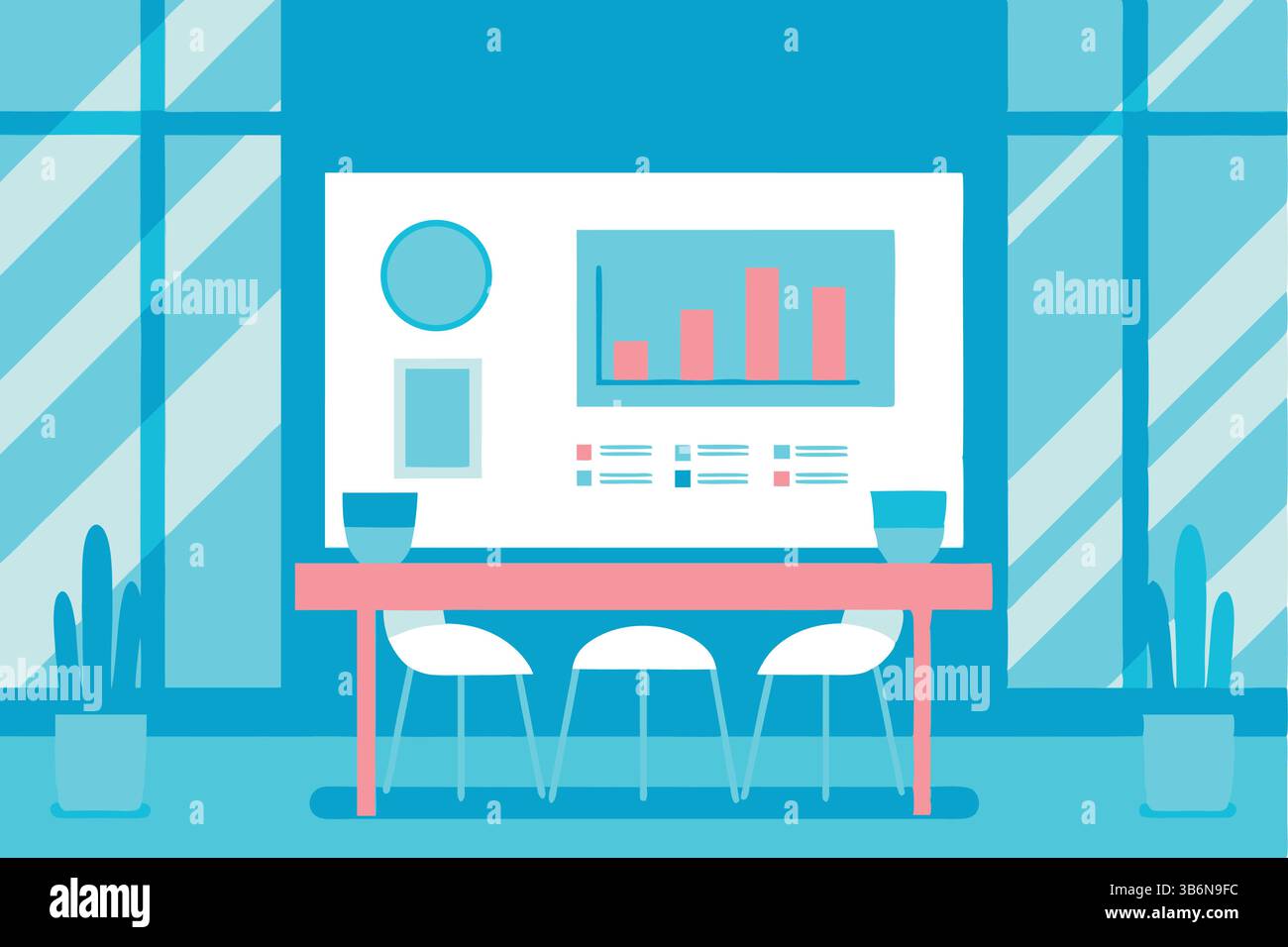 Modern Office Interior with Large Presentation Screen Vector ...