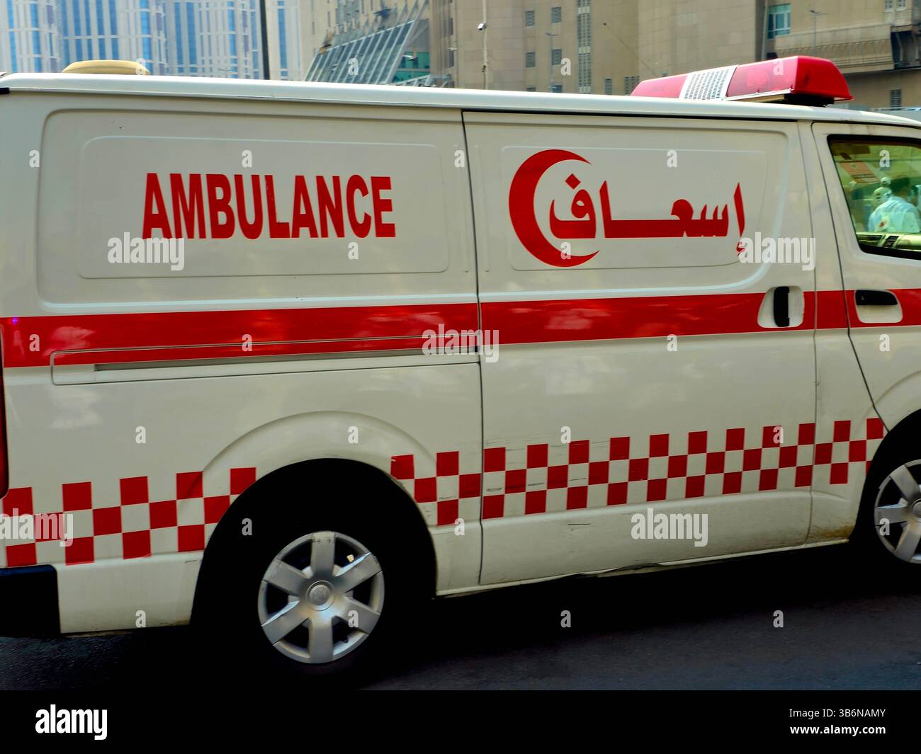 Mina, Mecca, Saudi Arabia, June 13 2024: The ambulance for emergency ...