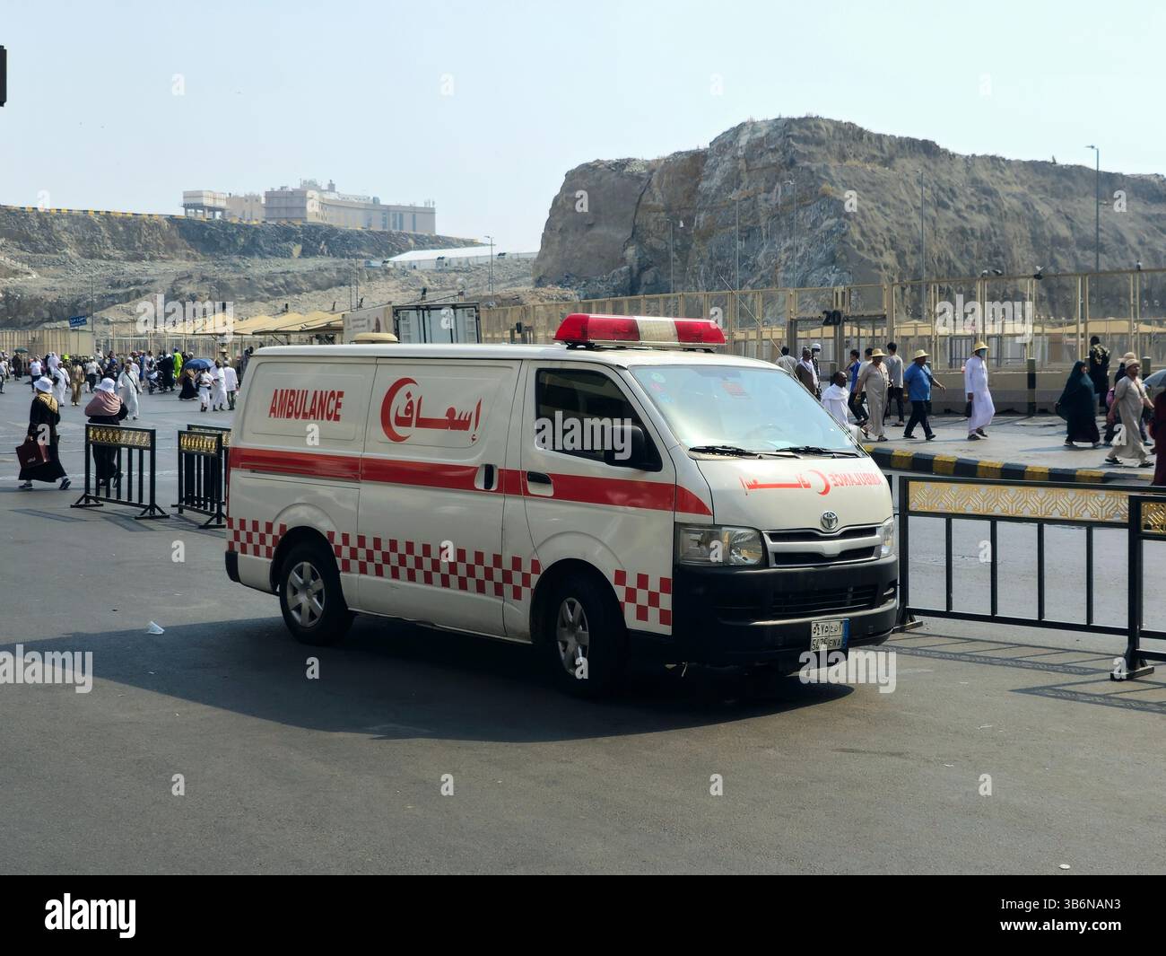 Mina, Mecca, Saudi Arabia, June 13 2024: The ambulance for emergency ...