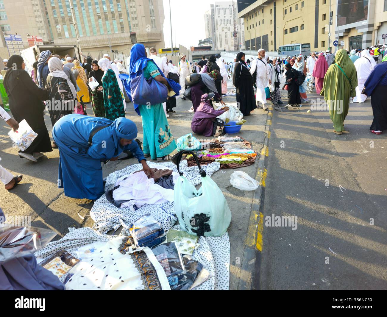 Mecca, Saudi Arabia, June 19 2024: street hawkers in Makkah city next ...