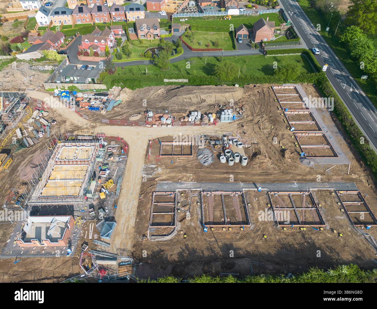 aerial view of a residential construction site in the UK Stock Photo ...