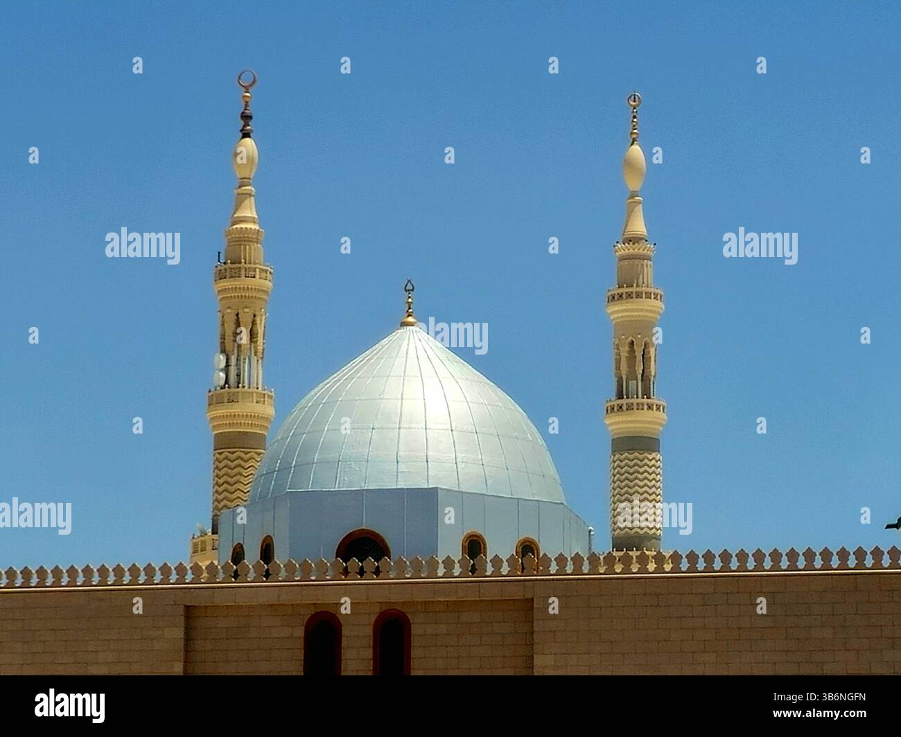 The exterior and the outer view of The Prophet's Mohamed Mosque or Al ...