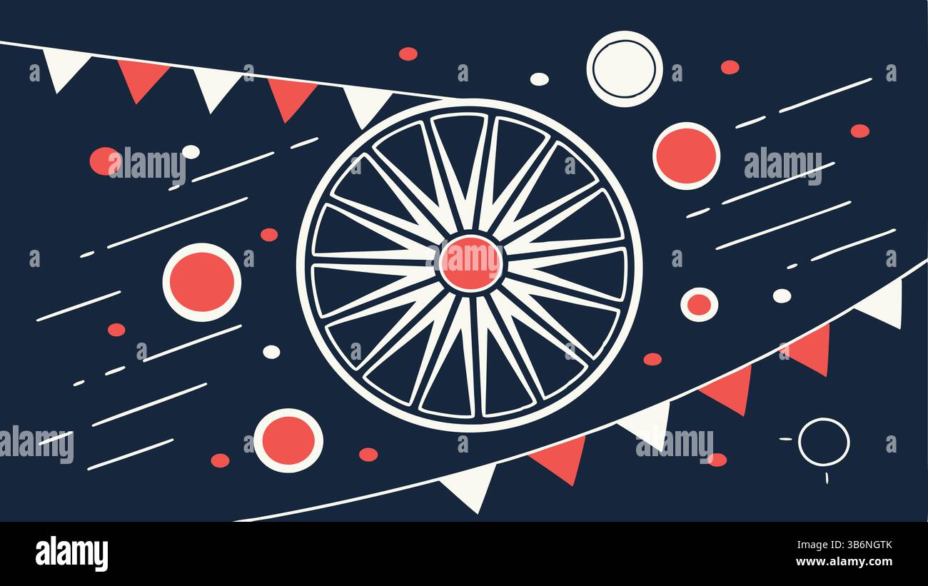 Modern graphic design featuring the Ashoka Wheel, red and white ...