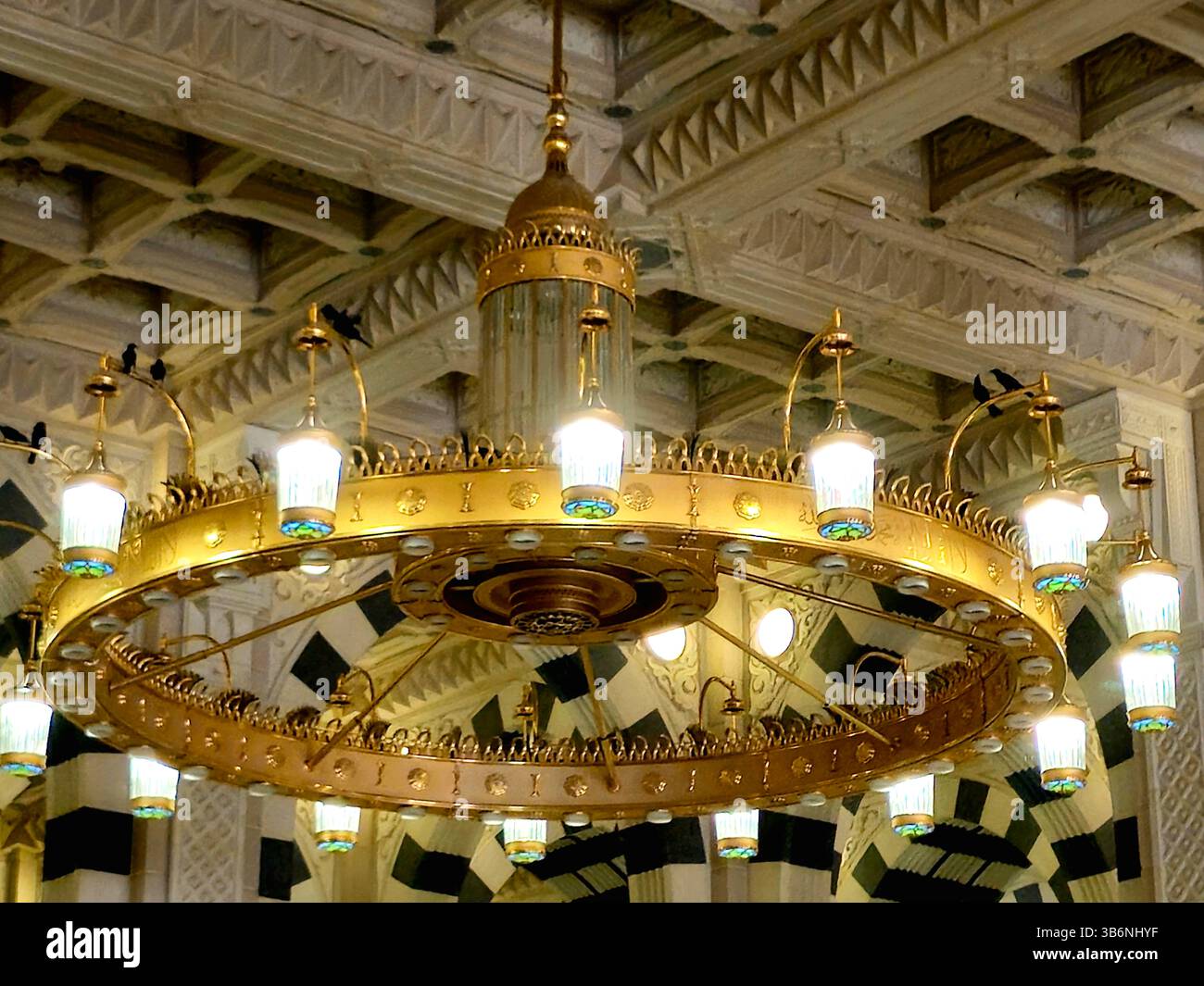 Medina, Saudi Arabia, June 26 2024: The lights of the Prophet's Mosque ...