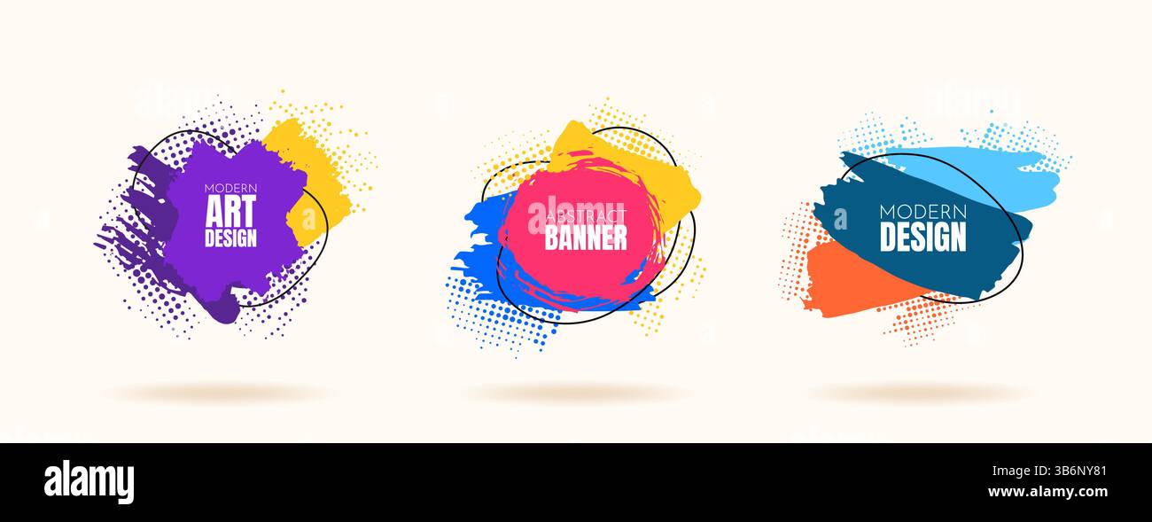Vector illustration. Bright color dynamic banners set. Modern art ...