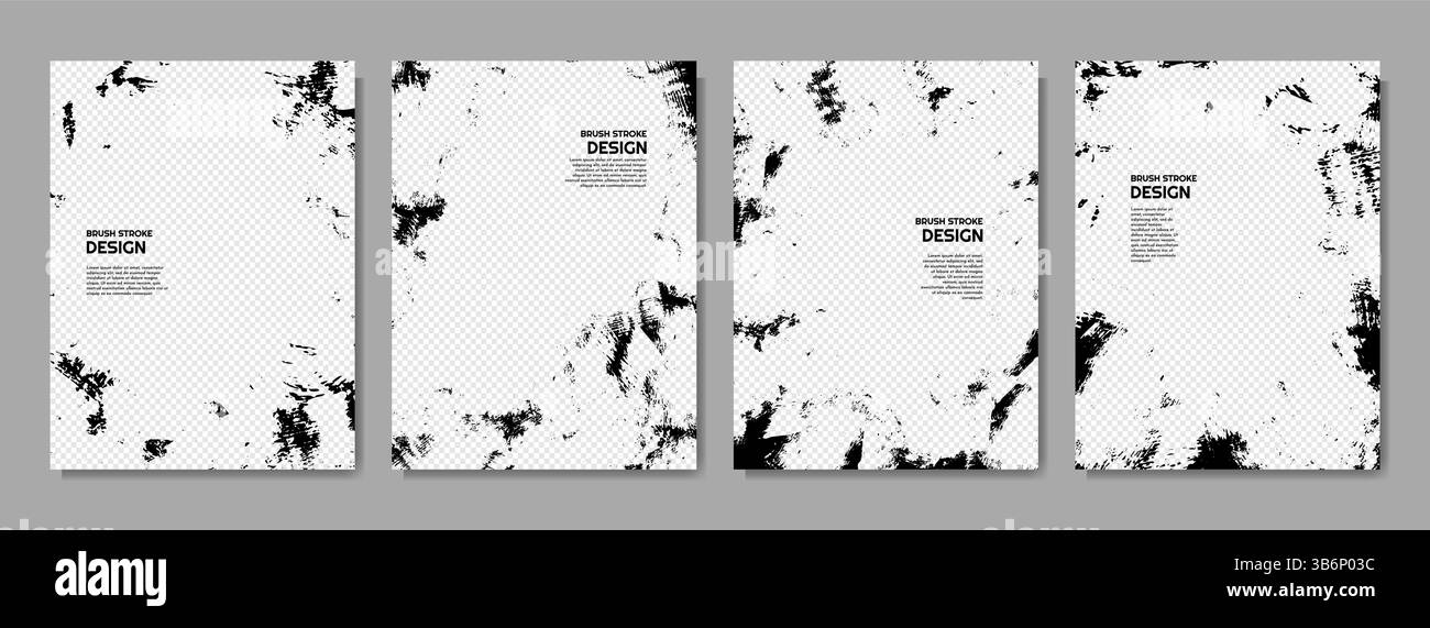 Vector illustration. Grunge overlay. Hand drawn abstract frame set. Ink ...