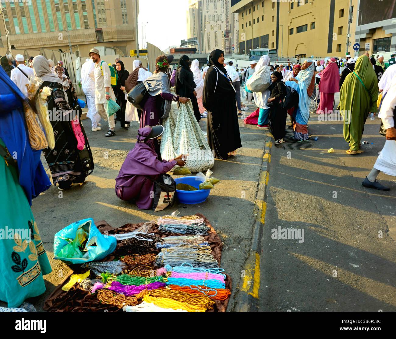 Mecca, Saudi Arabia, June 19 2024: street hawkers in Makkah city next ...