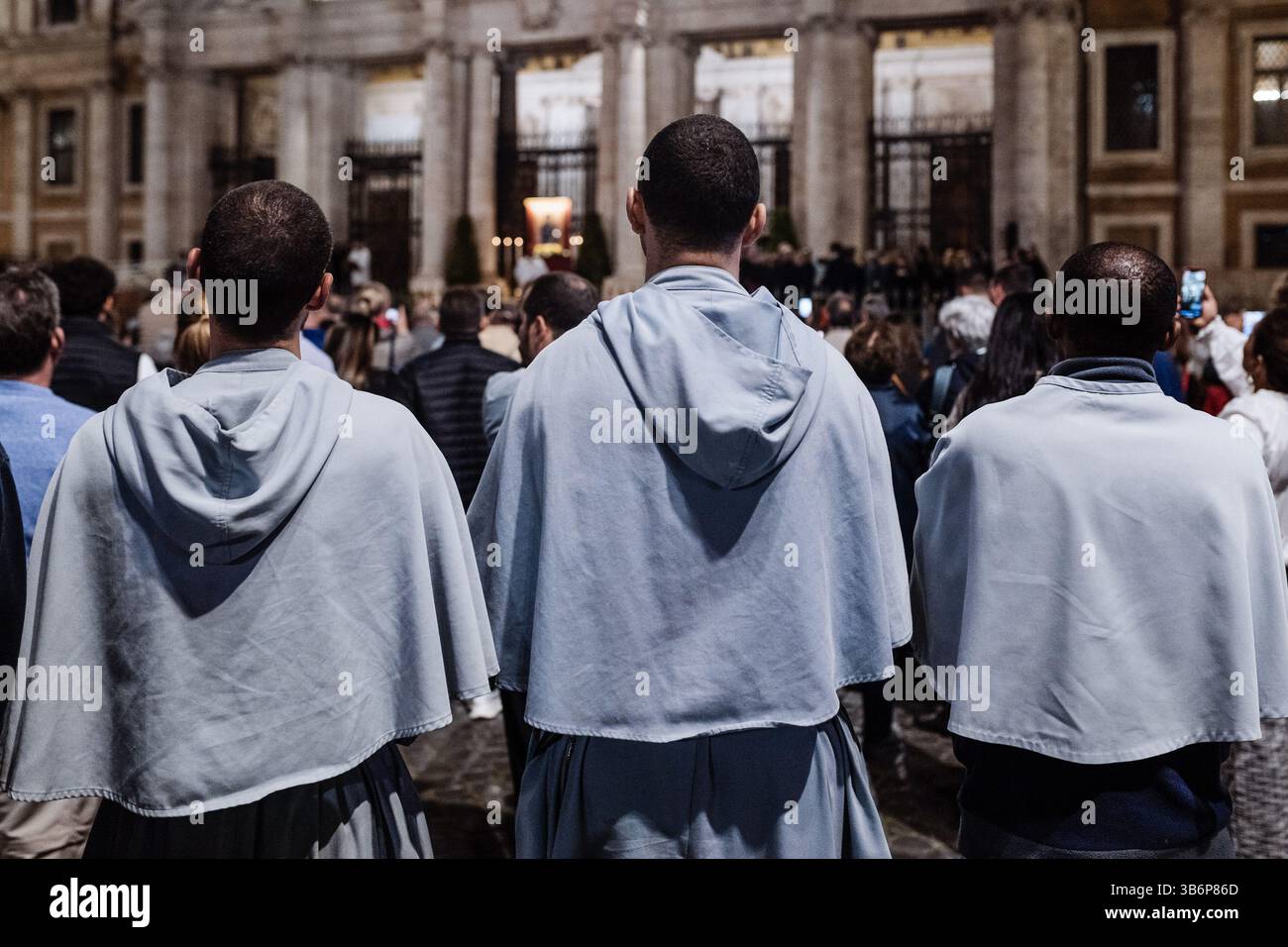 Rome, Italy. 26th Apr, 2025. Monks seen attending the prayers ...