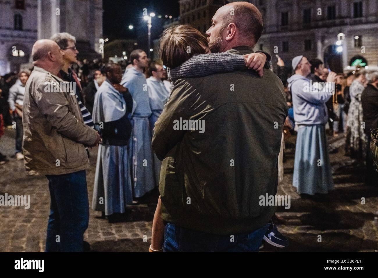 Rome, Italy. 26th Apr, 2025. A father seen during the prayers ...