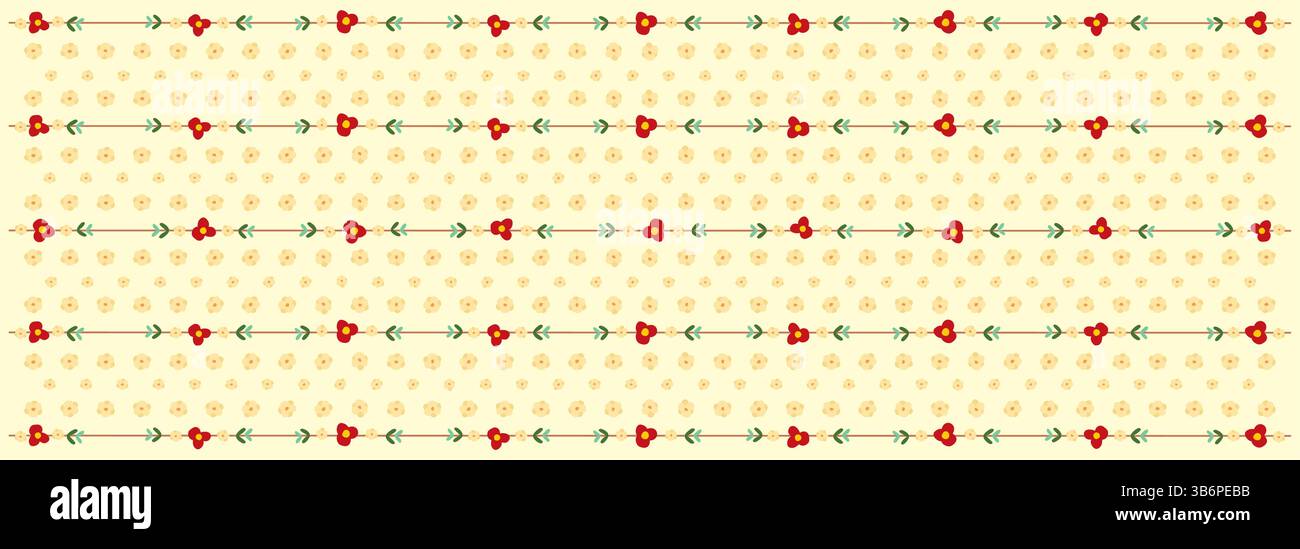 Red floral border vector with delicate vine design, seamless pattern ...