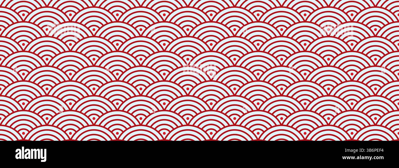 Traditional Japanese Seigaiha wave pattern vector background in blue ...