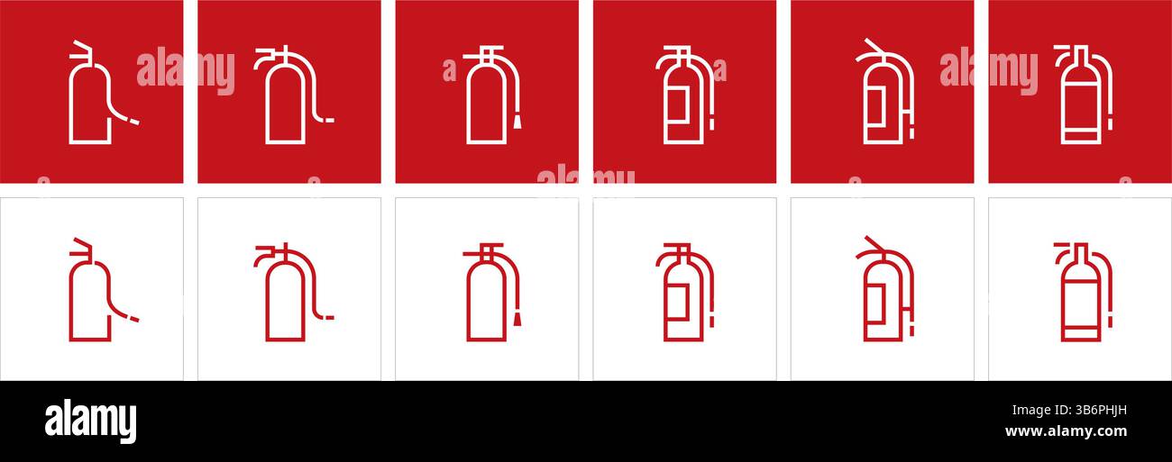 Fire extinguisher icons in red and white, indicating safety equipment ...