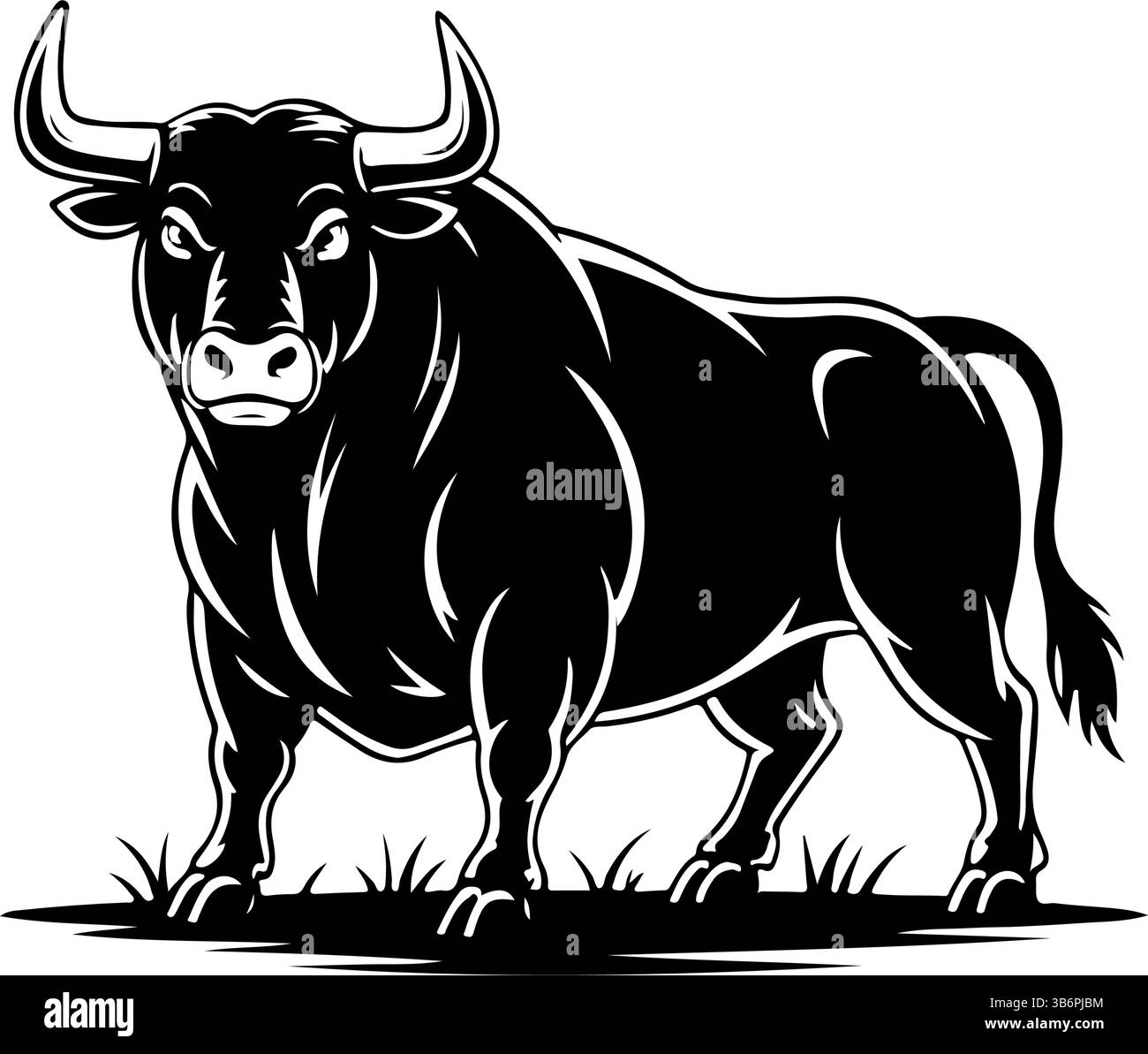 Illustration of powerful bull isolated on white background. Bull emblem ...