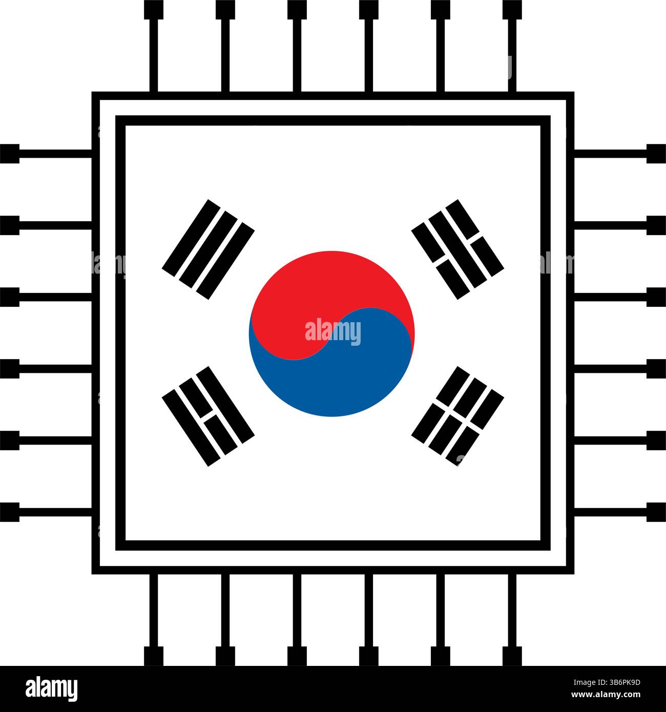 Vector illustration set of AI microchips, CPU processor icons with flag ...