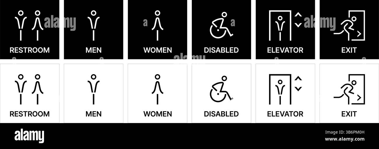 Modern vector pictogram icons for restroom, men, women, disabled access ...