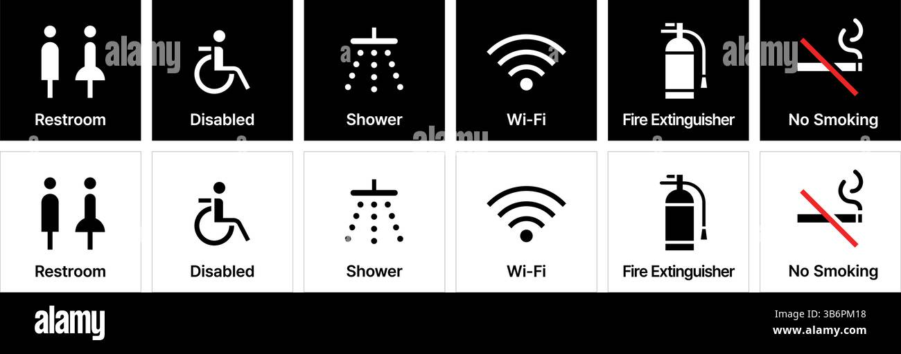 Modern vector pictogram icons for restroom, men, women, disabled access ...