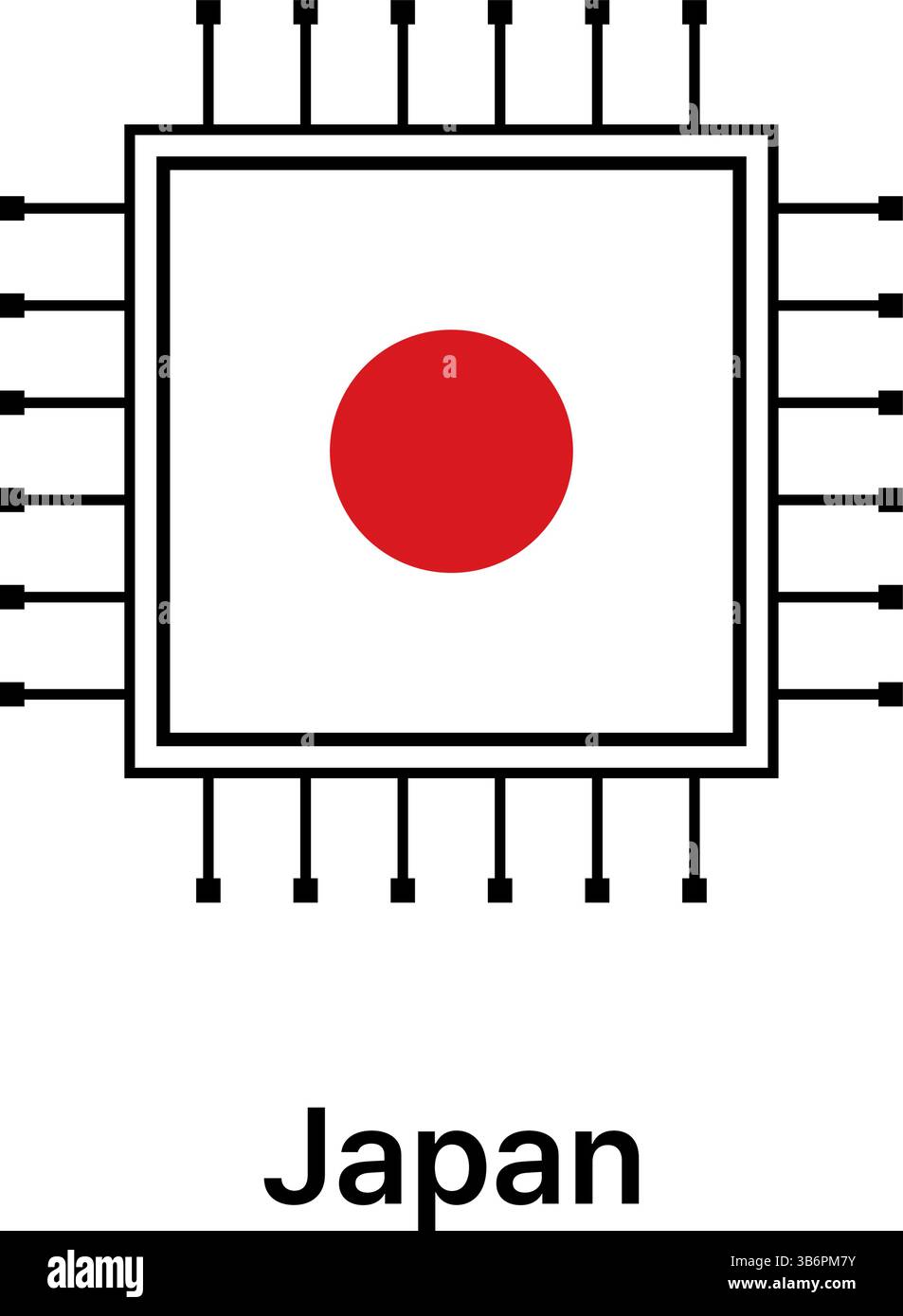 Vector illustration set of AI microchips, CPU processor icons with flag ...