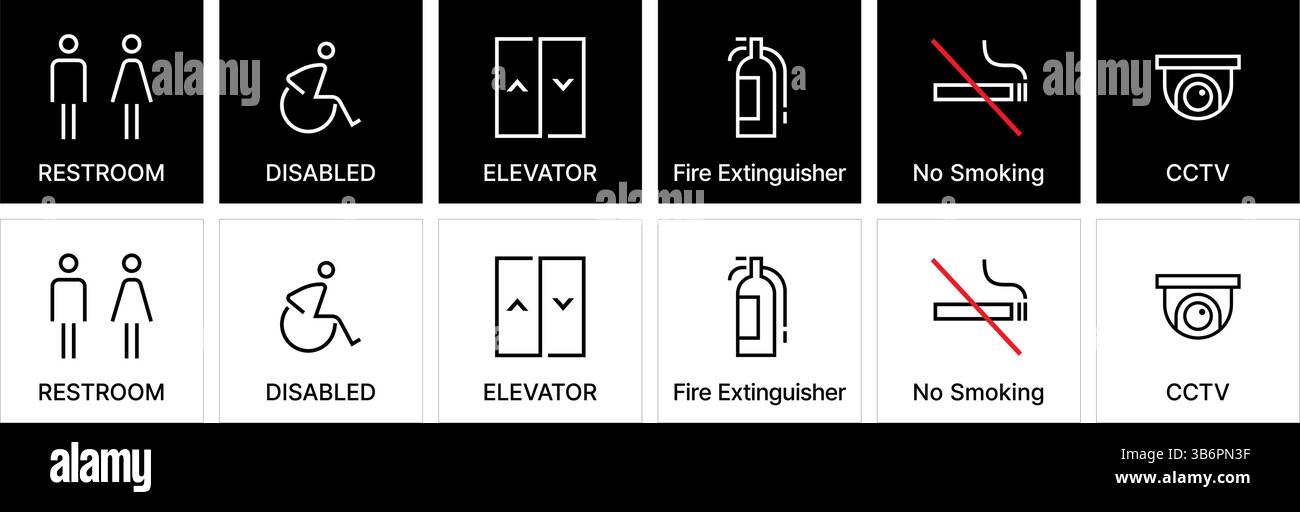 Modern vector pictogram icons for restroom, men, women, disabled access ...